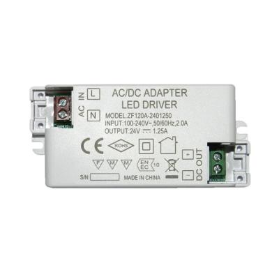 China Protections Over Temperature 24VDC 1.25A Universal LED Driver 30W Ultra Small Plastic Shell Constant Voltage Power Supply for sale