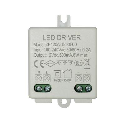 China 110V-240VAC 50/60HZ LED Driver Plastic Shell 6W LED Constant Voltage Power Supply 12V 0.5A Driver Output Type Single Phase for sale