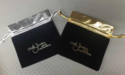 Cina L'abitudine di Mini Small Black Velvet Bags RoHS del sacchetto del cordone dei gioielli di BRC 12.5cm ha stampato in vendita