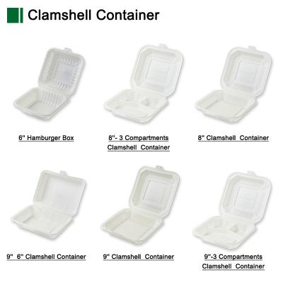 China Biodegradable Clamshell Take Out Togo Food Container Rectangle Shape for Easy Storage for sale