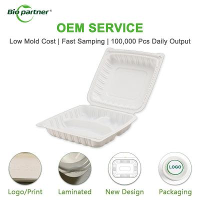 Cina Biodegradable Disposable Food Container Production of Take Away Corn Starch Clamshell in vendita