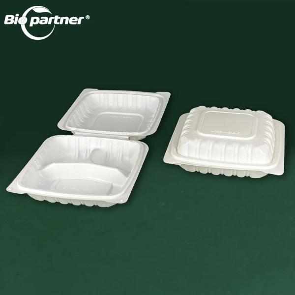Quality Customized Size Cornstarch Food Container Hinged Clamshell Box for Takeaway for sale