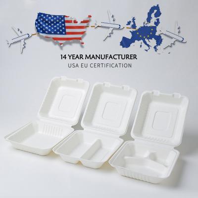 China Biopartner Biodegradable Sugarcane Bagasse Food Container for Take Away 6 Inch Clamshell Te koop