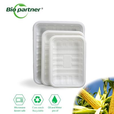 Cina Corn Starch Blister Disposable Fresh Fruit Tray Rectangular Plastic Food Packaging in vendita