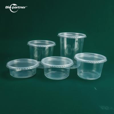 Cina PP PET PLA Takeout Round Disposable Food Tub Packaging Container with Lid Logo Printing in vendita