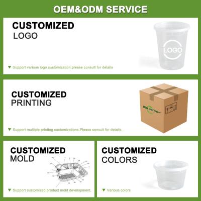 Cina Customized Logo Printing PP Plastic PLA Takeaway Food Tub Deli Storage Container Bowl in vendita