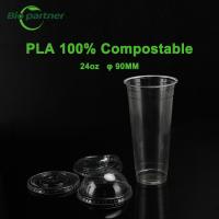 China Biodegradable PLA Clear Disposable Cold Drinking Cups 10oz to 32oz Custom Logo for sale