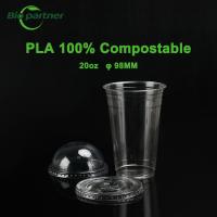 China 20 oz PLA Clear Cups for Cold Drinks Disposable Compostable Smoothie Plastic Cup for sale