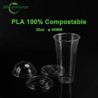 China Disposable PLA Cups 16 oz Eco-Friendly Compostable Cold Drink Cups with Lids for sale