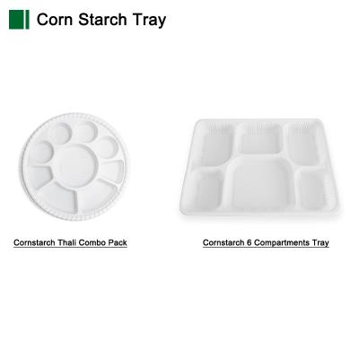 China 9-compartment Round Cornstarch Fast Food Tray White Plate Lunch Thali Combo Pack à venda