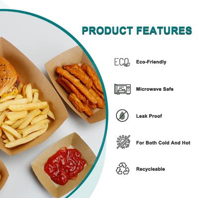 Cina OEM Logo Bio Degradable Food Packaging Kraft Paper Food Tray for Disposable Takeaway in vendita
