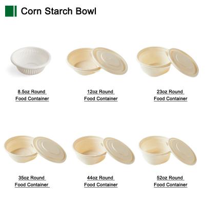 Cina Fast Food Bowl Biodegradable Disposable Cornstarch Box with Microwavable Advantage in vendita