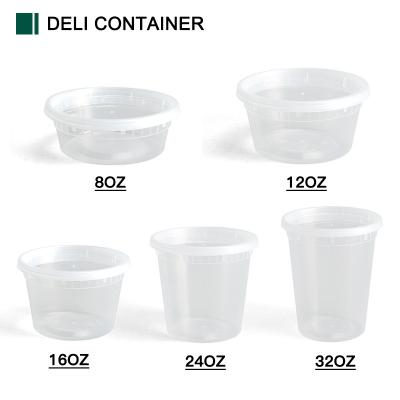 China 24/32 oz PP Plastic Deli Cup With Lids Custom Design Printing for School Food Storage for sale