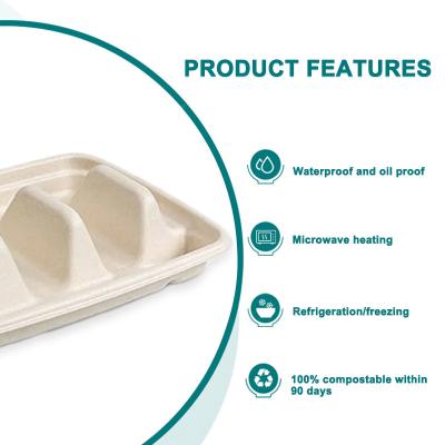 Cina Biodegradable Sugarcane Bagasse Food Taco Holder Tray for Food Serving in Restaurants in vendita