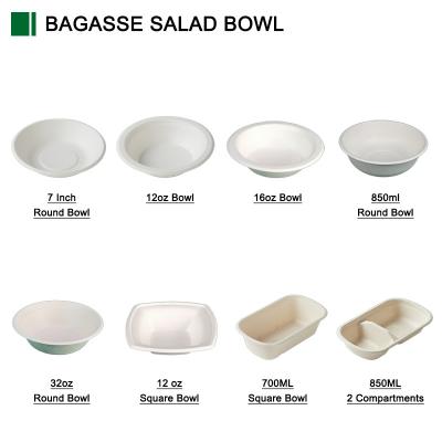 Chine Customized Size Biodegradable Porridge Bucket Round Salad Bagasse Paper Pulp Bowl à vendre