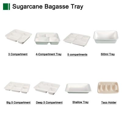 China Disposable Sugarcane Bagasse Pulp Tray for Food Catering Eco-Friendly and Compostable for sale