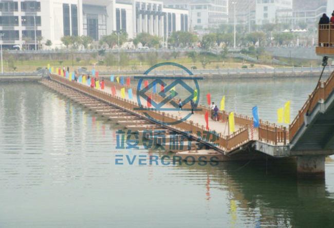 Completed Evercross floating pontoon bridge project showcase