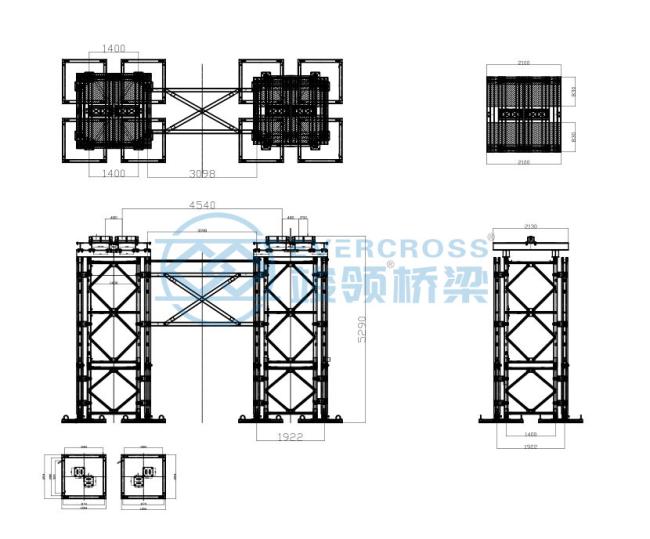 HD321 Bailey Bridge Pier structure showing truss components and support system