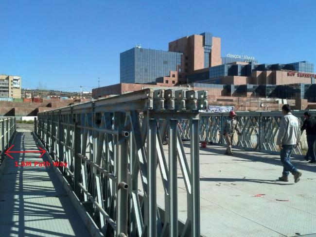 Bailey Bridge installation showing modular assembly process