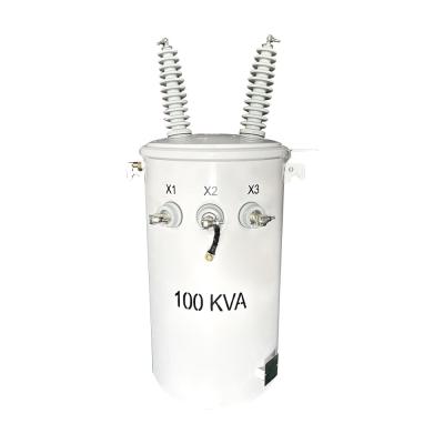 Chine 100 KVA Transformateur de distribution aérien à pôle simple à l'huile immergée 34500V à 120V à vendre