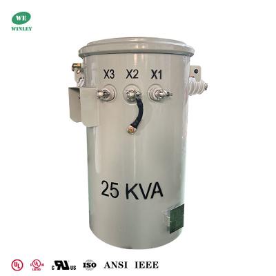 25Kva Single Phase Pole Mounted  Distribution Transformer Oil-immersed 7.2KV To 120V UL/cUL Listed