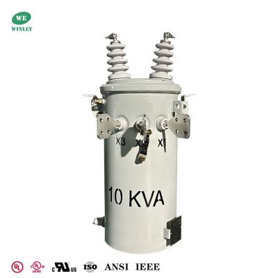 China 10KVA Single Phase Pole Mounted Distribution Transformer with Copper Windings and Grain-Oriented Steel Core for Compact Footprint for sale