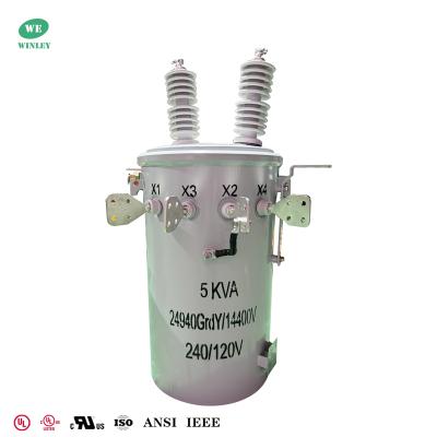 China 5kVA Power Pole Transformer 24940Y 14400V To 120V Oil Immersed Electrical Transformers CSA Standards cUL Listed for sale