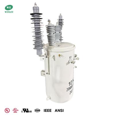 China 10 KVA Pole Mounted Transformer 24940Y To 120V Overhead Distribution Transformer  Meets DOE 2016 CSA IEEE Standards for sale