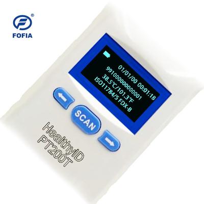 China Escáner animal FDX-B del microchip de la temperatura de la identificación del animal doméstico SI batería del lector 3AA en venta