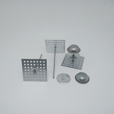 China Zinc Plated Pin Stamped Perforated Base Insulation Hangers With Soft Nails Base for sale