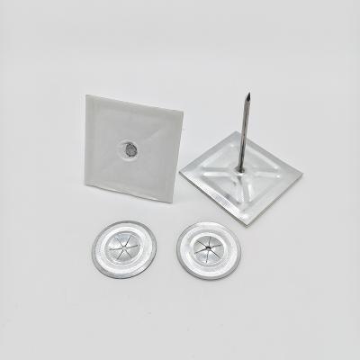 China 50 X 50mm Base 12GA Peel Press Hanger Self Adhesive Stick Hanger Stuck up Insulation Pin Insulation Hanger Manufacturer for sale