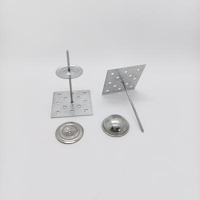China 65mm Zinc Steel Perforated Base Insulation Hanger for Rock Wool Insulation with Self Adhesive Anchor for sale