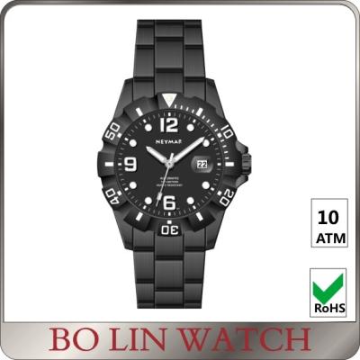 China 20mm Band All Black Stainless Steel Watches , Black Chain Wrist Watches For Mens for sale