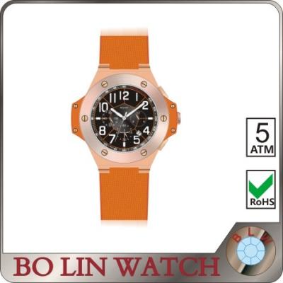 China Polygon Bezel Hour / Week / Month Sub - Dails Stainless Steel Sports Watch for sale