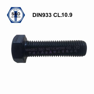 China Hex Bolts DIN933 Full Thread Half Thread Black Finish Hot Forged for sale