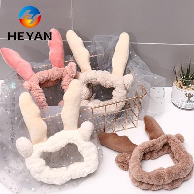China For Bath Beach Coral Velvet Microfiber Spa Headband Antler Cute Style Towel for sale