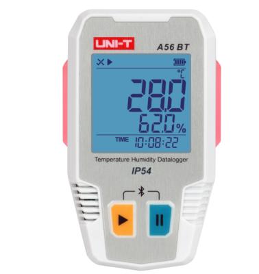 China UNI-T A56 BT High Precision IP54 Temperature Humidity Datalogger with Automatic Recording and LED Alarm for sale