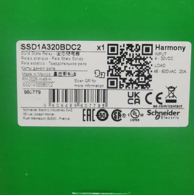 China Schneider Electric SSD1A320BDC2 Solid State Relay SSR DIN Rail Mount 20A Load Current 48-600V AC Output 4-32V DC Control for sale