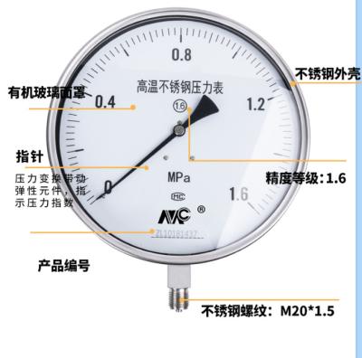 Cina Direzione della parte radiale del manometro di acciaio inossidabile di Y250BF 250mm in vendita