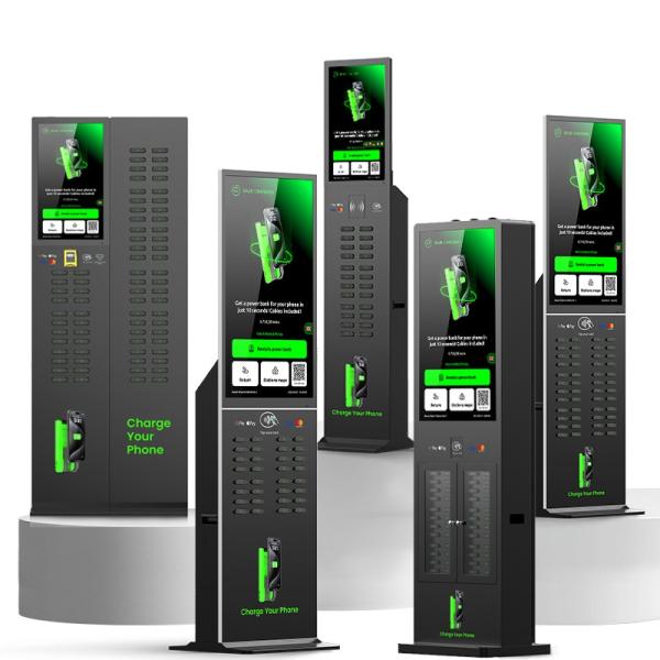 Quality Touch Screen Advertising 24-72 Mobile Phone Power Banke Station 6000mah/8000mAh Outdoor Shared Fast Charging Vending Machine for sale