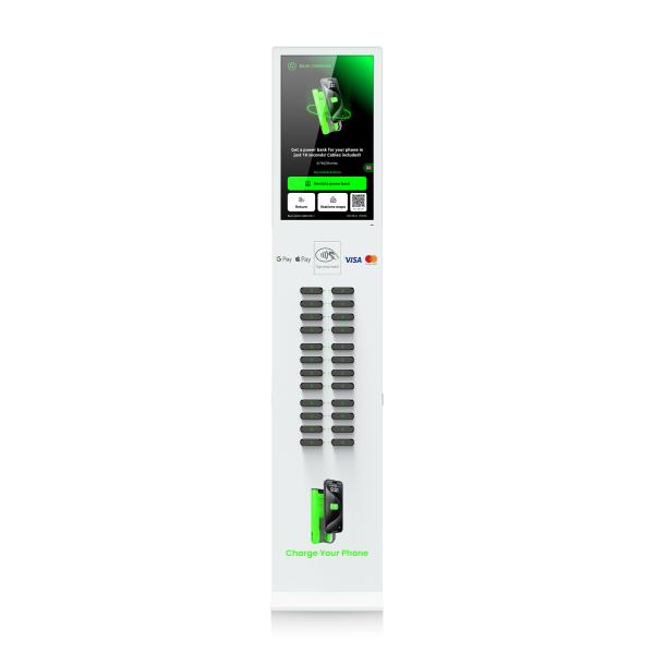 Quality 24slots 23.8inch High Capacity  Power Bank Charging Station Compatible App Custom Logo Mobile Phone Powerbank Rent for sale