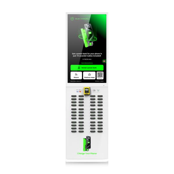 Quality 48 Slots Portable Outdoor Phone Charging Station 43-Inch LED Touch Screen High Fast USB Charging Rental Power Bank USA/UK for sale