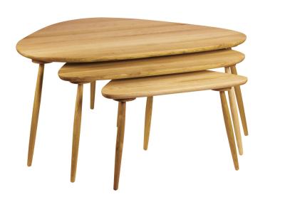 China Solid Wood Nesting Side Coffee Table Irregularity Top Rustic Nesting Tables for sale