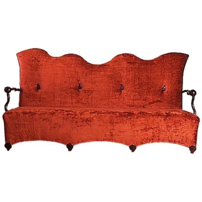 China Nordic Leisure Wave Shape Two Seat Hotel Room Sofa Colorful  Fabric Wooden Frame for sale