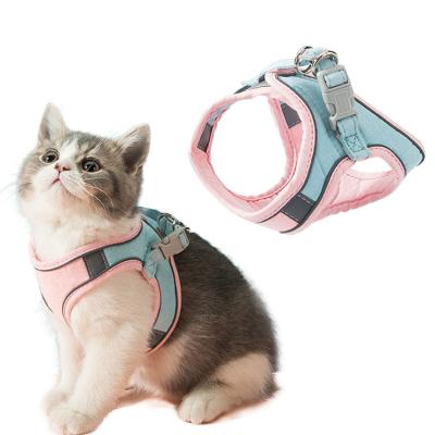 China Lovely Adjustable Pet Harness Soft Nylon Mesh Reflective Cat Harness Leash Set for sale
