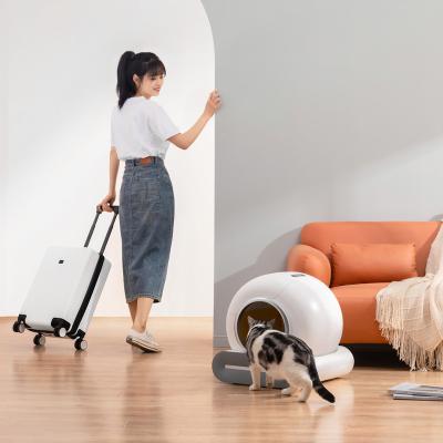China Tuya Intelligent Cat Litter Box Quiet Enclosed Smart Cleaning Litter Box for sale