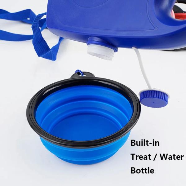 Quality Blue Orange Dog Leash Water Bowl Retractable Nylon Dog Lead With Water Bowl for sale