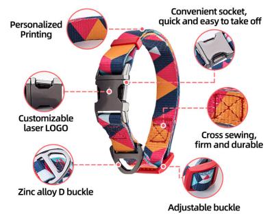 China Waterproof Training Designer Dog Pet Collars Print Pattern Bulk Retractable Para Perros for sale