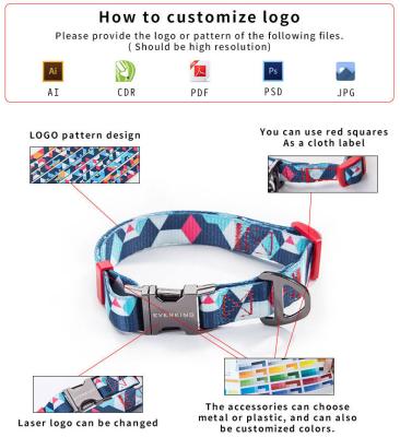 China Waterproof Training Designer Dog Pet Collars Print Pattern Bulk Retractable Para Perros for sale