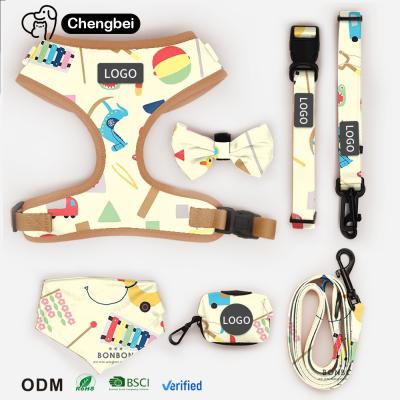 China Desenhistas de padrões personalizados Reversível Polyester Pet Harness Sets Leash de colar personalizado e Waterproof Dog Harness Set à venda